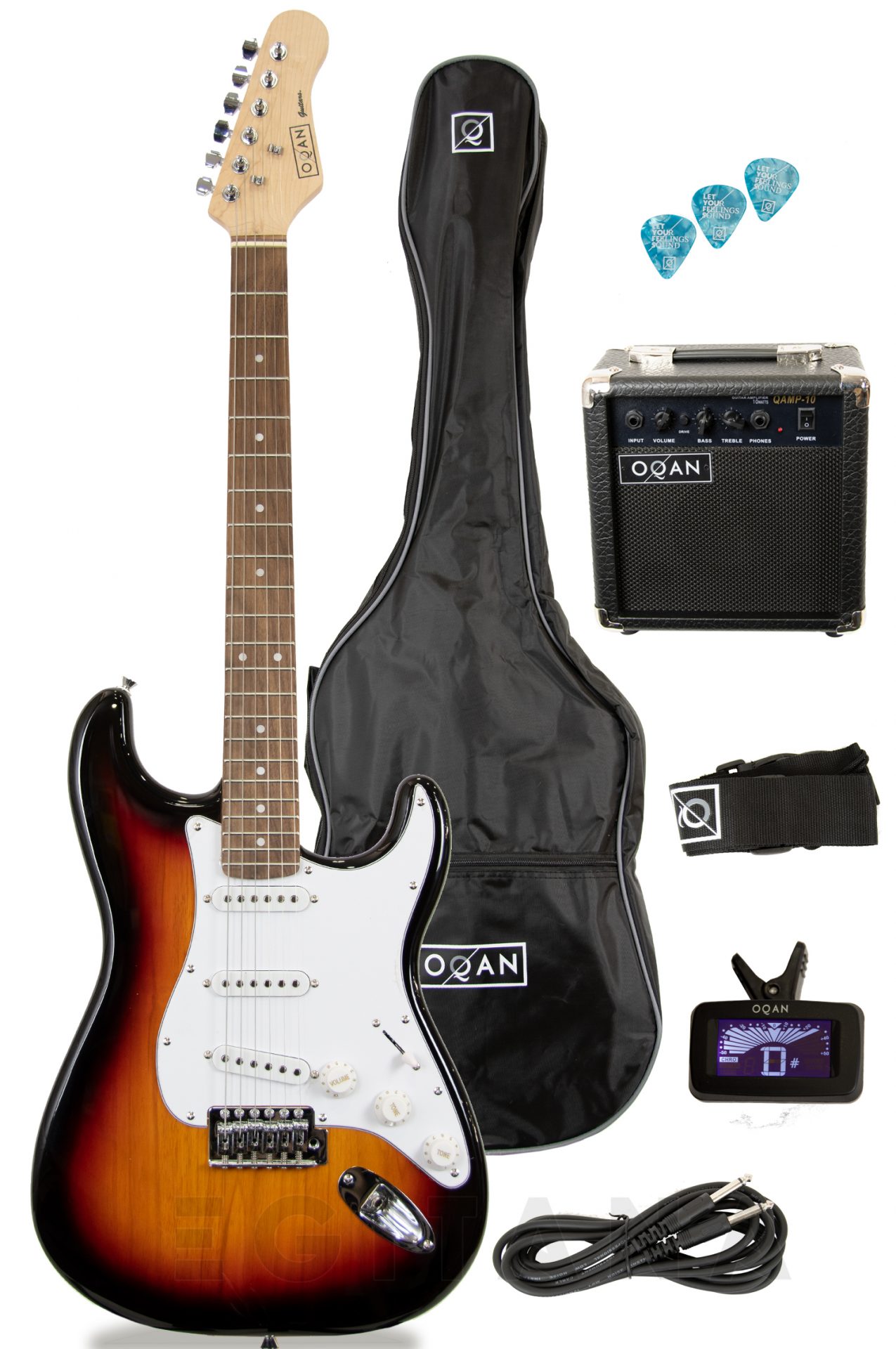 Guitarra El?ctrica Pack Oqan QGE-ST25 SB - Alba Solomúsica